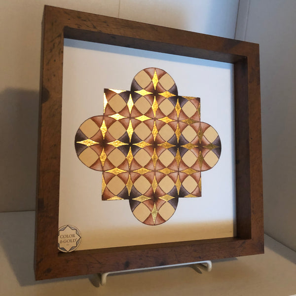 Color & Gold - Framed Origional Artwork - green, purple, & 23 kt gold